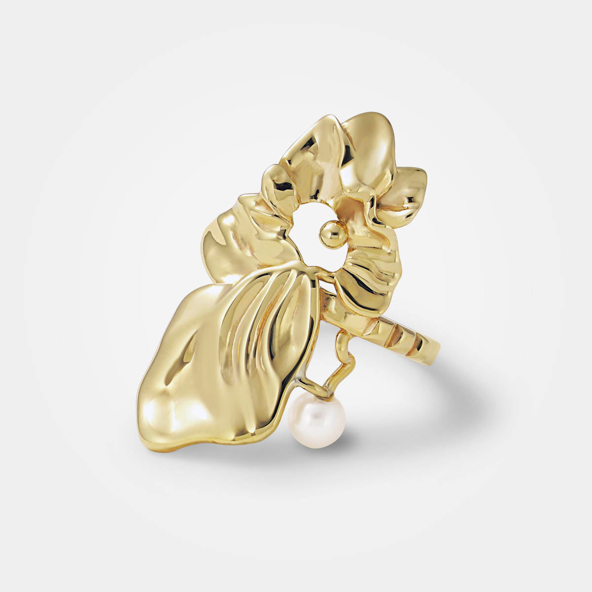 Organic gold ring - Organic ring of floral leaves - Livva – Livva Østerby